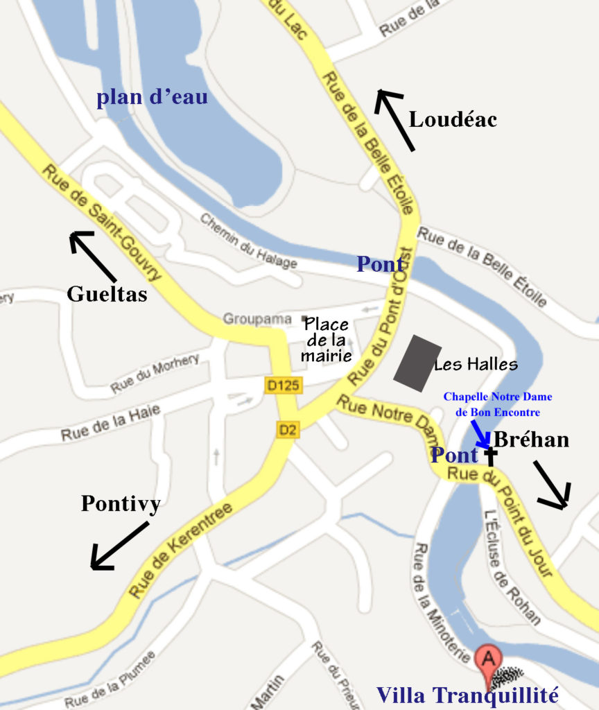 Accès Villa Tranquillité, Rohan (56) près de Pontivy, Loudéac et Locminé